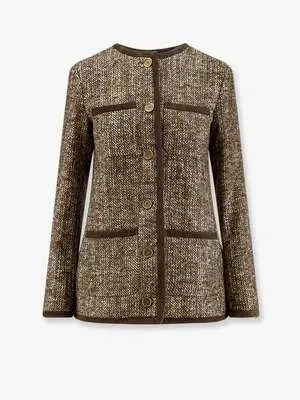 GOLDEN GOOSE Boxy Fit Wool Blend Blazer - Brown