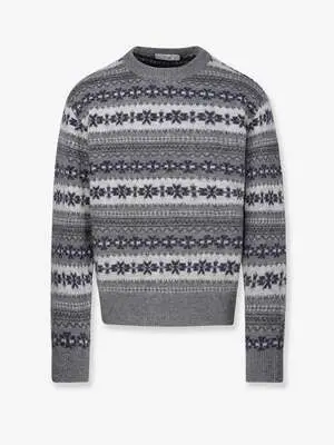 DUNST Fairisle Wool Blend Sweater - Grey