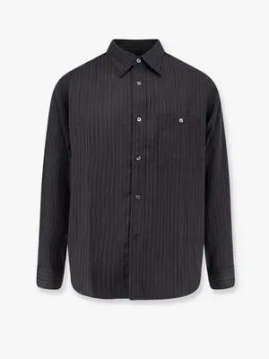 TONYWACK Striped Wool Blend Shirt - Grey