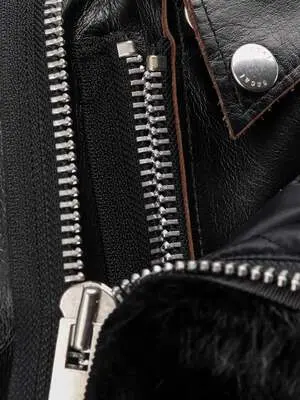 Sacai Leather Jacket With Synthetic Fur Inserts