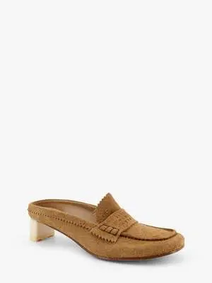 MAISON MARGIELA Suede Mules With Engraved Logo Detail - Brown