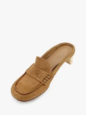 MAISON MARGIELA Suede Mules With Engraved Logo Detail - Brown
