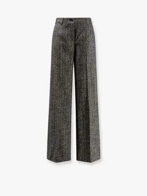 Dolce & Gabbana Striped Wool Blend Trousers - Grey