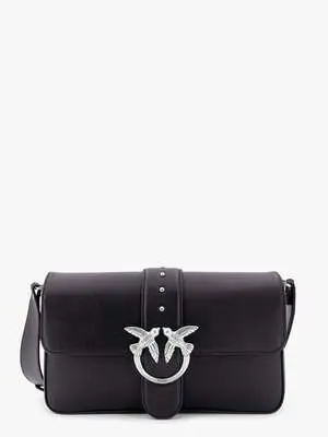 Pinko Love One Classic Leather Shoulder Bag - Black