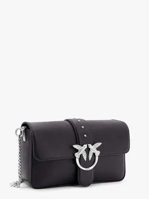 Pinko Love One Classic Leather Shoulder Bag - Black