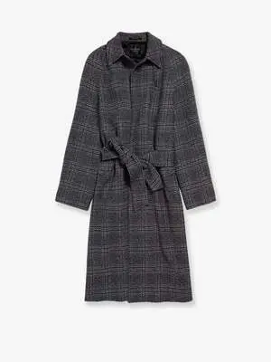 Balenciaga One Layer Raglan Wool Coat - Grey