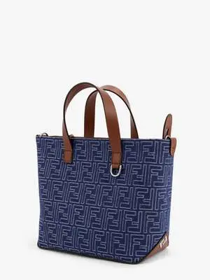 Fendi Ff Jacquard Fabric And Leather Shopping Bag