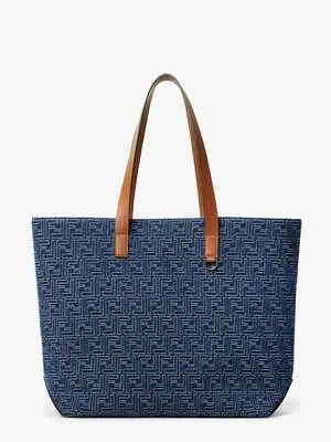 Fendi Ff Jacquard Tote Bag With Denim Effect - Blue