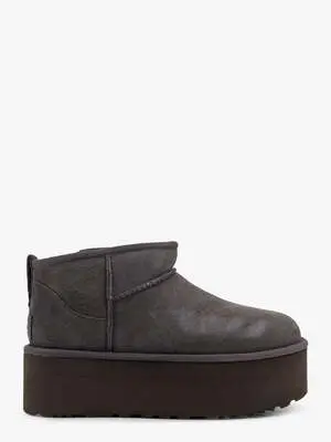UGG Classic Ultra Mini Platform Suede Ankle Boots - Grey