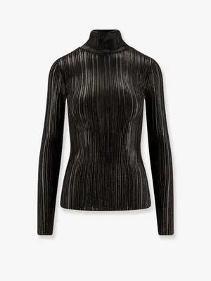 Elisabetta Franchi Metallic Fabric Turtleneck Sweater - Black