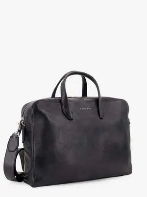Orciani Leather Work Bag With Front Lettering Logo