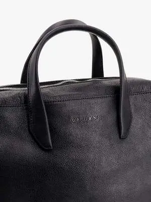 Orciani Leather Work Bag With Front Lettering Logo