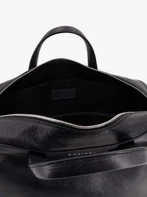 Orciani Leather Work Bag With Front Lettering Logo