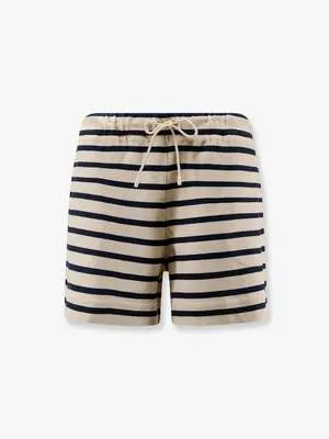Moncler Cotton Shorts With Striped Pattern - Beige