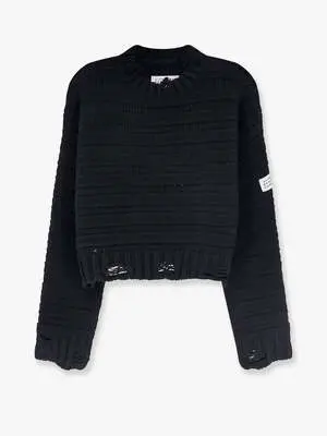 MAISON MARGIELA Destroyed Effect Wool Blend Sweater - Black