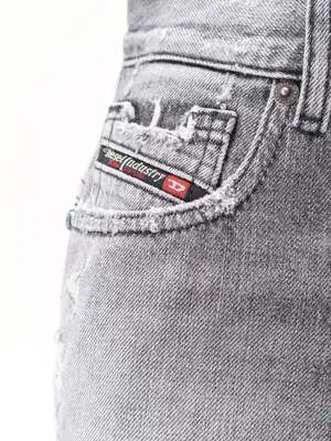 DIESEL® Blue Denim Shorts With A Destroyed Effect