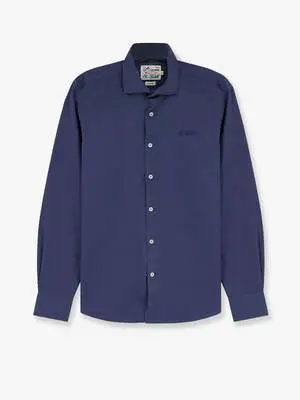 MC2 SAINT BARTH Ice Cotton Shirt With Embroidered Logo On The Front - Blue