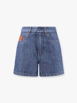 Fendi Chambray Denim Shorts - Blue