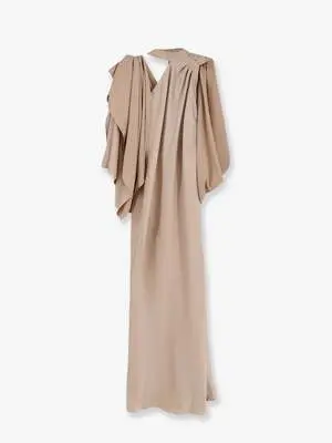 ACTUALEE Long Dress With Satin Band - Pink