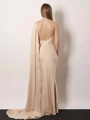 ACTUALEE Long Dress With Satin Band