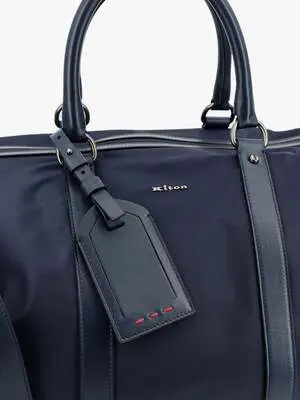 Kiton Nylon Travel Bag With Leather Inserts