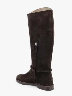 Brunello Cucinelli Precious Strap Suede Boots