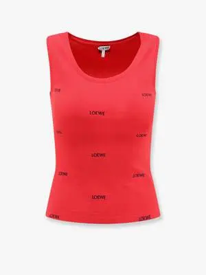 Loewe Cotton Tank Top With All-over Embroide Logo Lettering