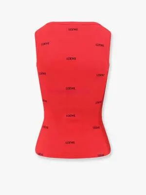Loewe Cotton Tank Top With All-over Embroide Logo Lettering