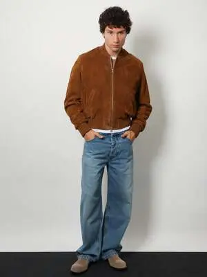 AMI Paris Suede Goatskin Bomber Jacket