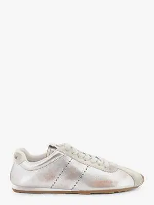 Miu Miu Plume Vintage Leather Sneakers - Silver