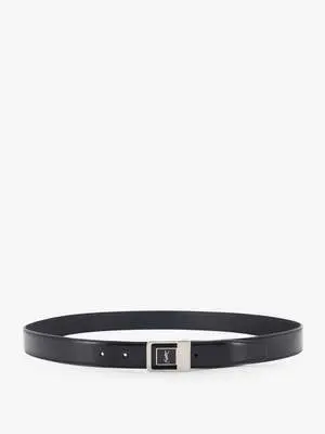 Saint Laurent La 66 Leather Belt With Silver Metal Buckle - Black