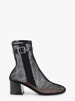 Alaïa Mesh And Patent Leather Ankle Boots - Black