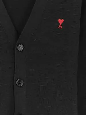 AMI Paris Wool Cardigan With Logo Embroidery