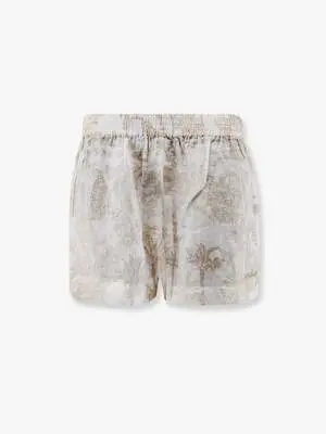 MC2 SAINT BARTH Maeve Ramie Shorts With Floral Motif - Beige