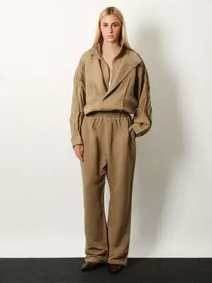 THE FRANKIE SHOP Marvin Viscose And Linen Jumpsuit - Beige