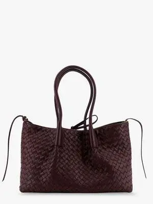 Bottega Veneta Pinacoteca Leather Handbag With Intrecciato Motif - Brown
