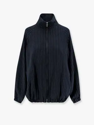 THE FRANKIE SHOP Baxter Pinstripe Recycled Material Jacket - Blue