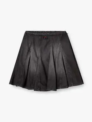 DIESEL® De-spiki-s Short Denim Skirt With Washed-out Effect