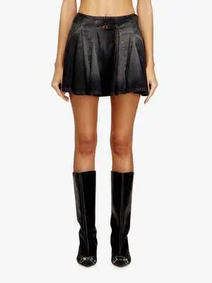 DIESEL® De-spiki-s Short Denim Skirt With Washed-out Effect