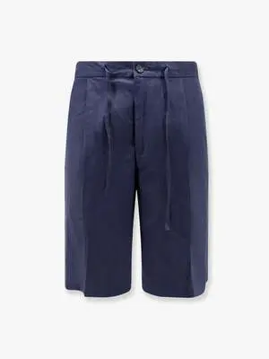 HEVO Torre Lapillo Linen And Viscose Shorts - Blue