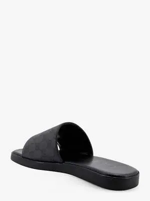 Gucci Denim Sandals With Gg Motif - Black
