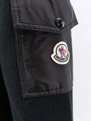 Moncler Virgin Wool Cardigan With Logo Patch