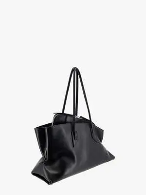 Attico La Passeggiata Medium Leather Shoulder Bag - Black