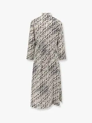 Tory Burch Silk Dress With Pixelated Logo Print