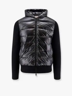 Moncler Down Jacket With Virgin Wool Inserts - Black