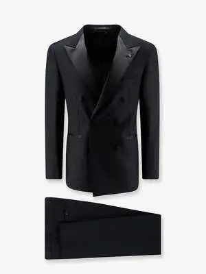 Tagliatore Double-breasted Virgin Wool Tuxedo - Black