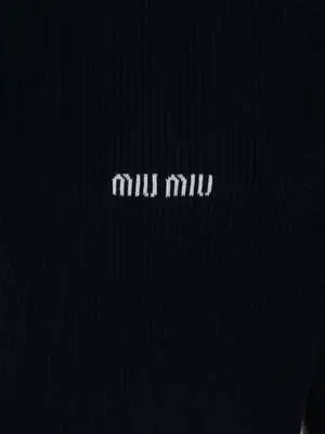 Miu Miu Cotton Cardigan With Front Logo Inlay