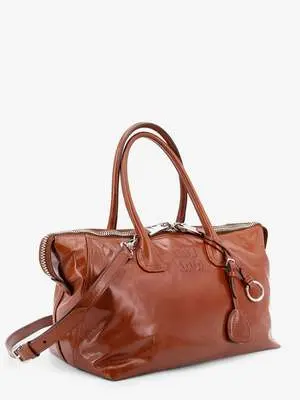 Miu Miu Shiny Leather Handbag With Front Lettering Logo