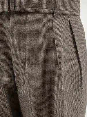 Tagliatore Nevil Virgin Wool Trousers With Belt - Brown
