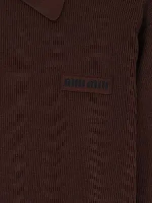 Miu Miu Wool Polo Shirt With Embroidered Logo On The Front